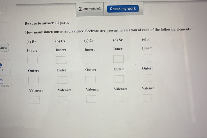 Solved 2 attempts left Check my work Be sure to answer all | Chegg.com