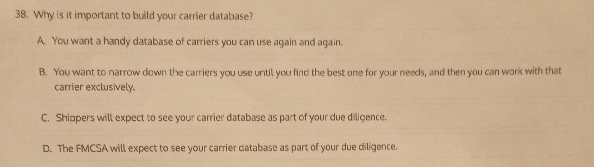 Solved 38. Why is it important to build your carrier | Chegg.com