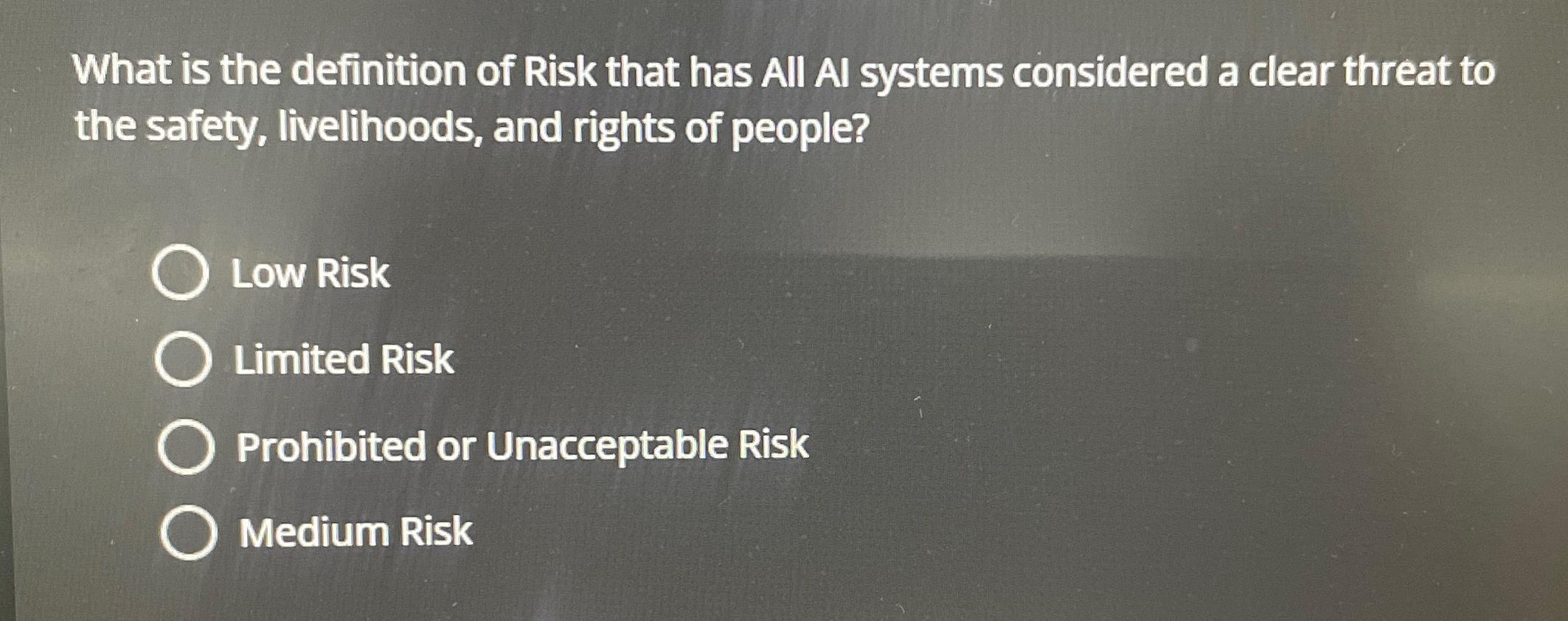 Solved What is the definition of Risk that has All Al | Chegg.com