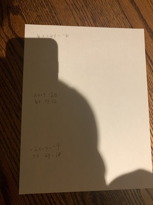 Solved 6x+6y. -6 2xry 20 6X-sy-12 -2x-y.-9 5X-2y = 18 el | Chegg.com