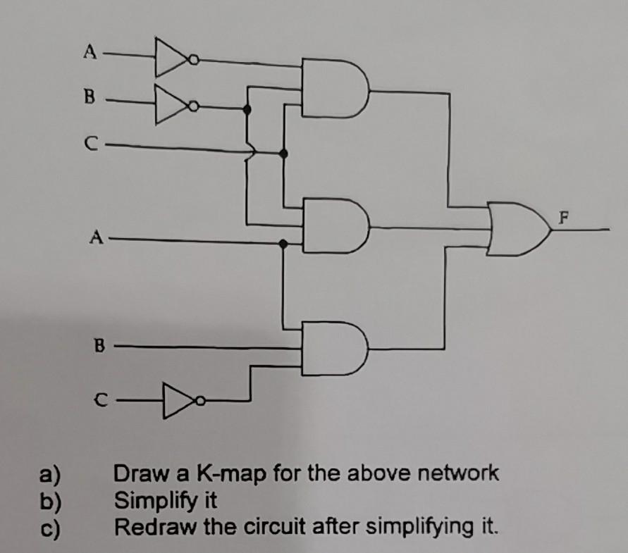 Solved A B D C F A- B B с c- b) Draw a K-map for the above | Chegg.com
