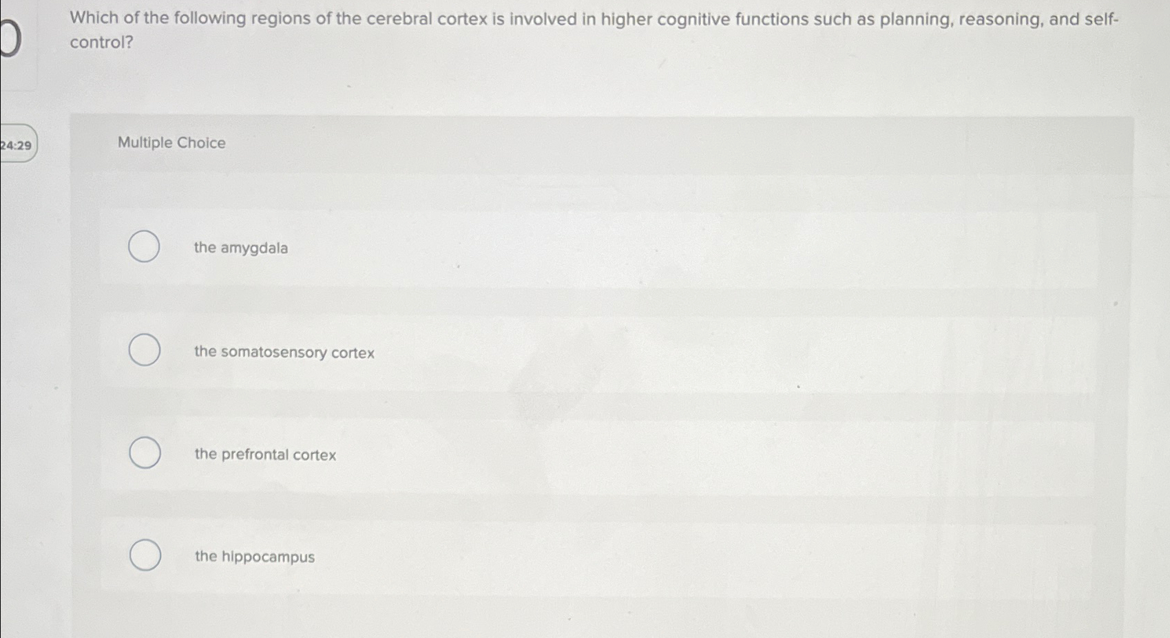 Solved Which of the following regions of the cerebral cortex | Chegg.com