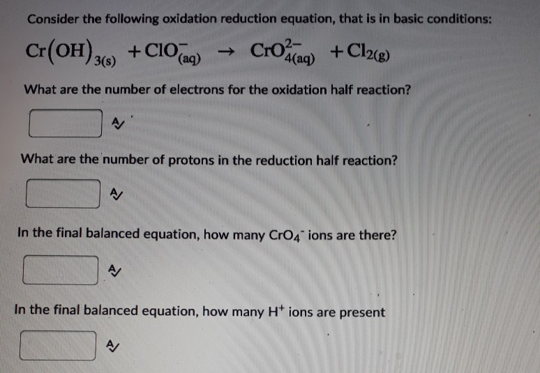 Solved Consider the following oxidation reduction equation, | Chegg.com