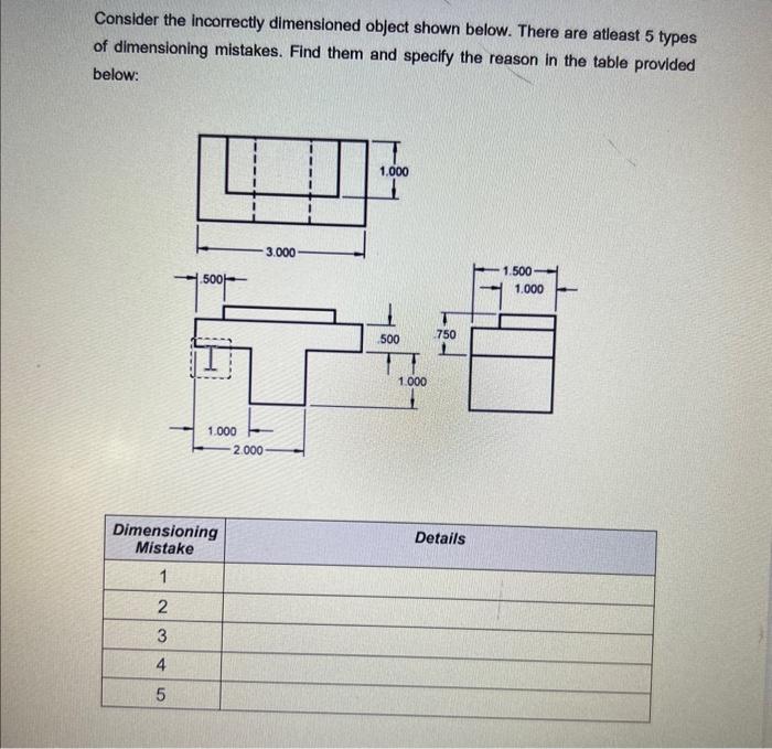 Solved Consider the incorrectly dimensioned object shown | Chegg.com