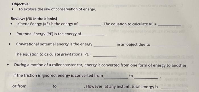 Solved Objective: - To explore the law of conservation of | Chegg.com