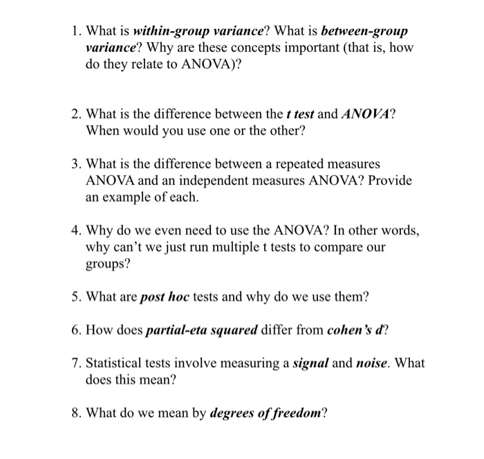Solved 1. What is within-group variance? What is | Chegg.com