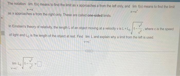 Solved The notation limf(x) means to find the limit as x | Chegg.com