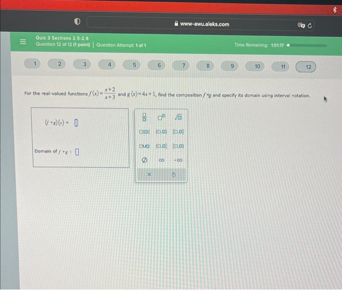 Solved For the real-valued functions f(x)=x+3x+2 and | Chegg.com