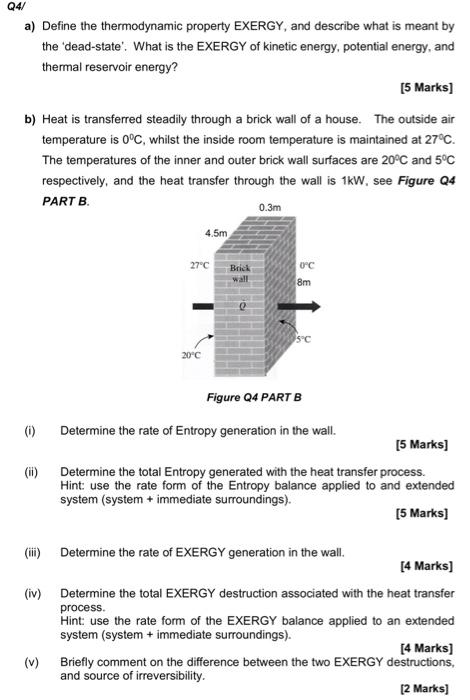 a) Define the thermodynamic property EXERGY, and | Chegg.com
