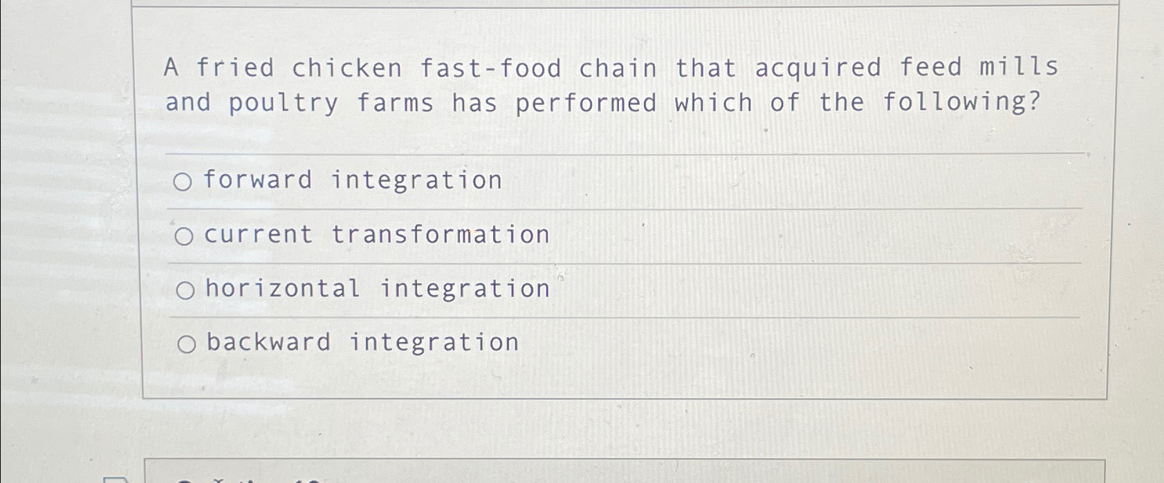 Solved A fried chicken fast-food chain that acquired feed | Chegg.com