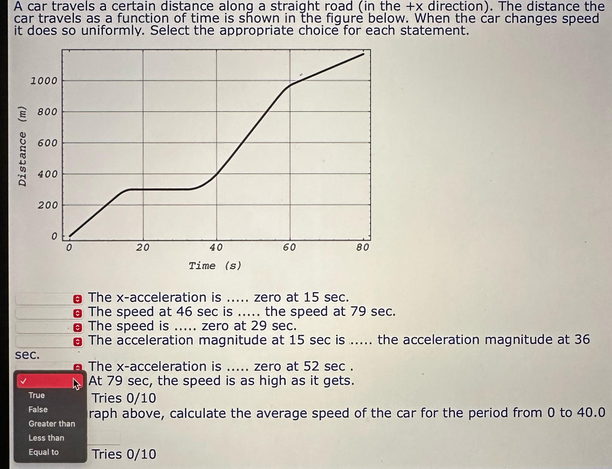 Solved A car travels a certain distance along a straight | Chegg.com