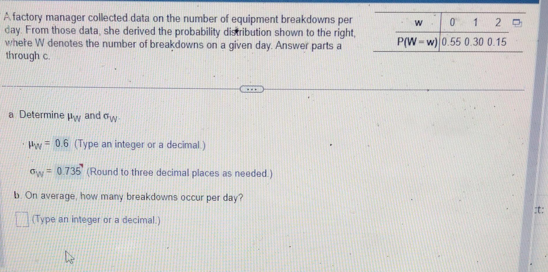 Solved A factory manager collected data on the number of | Chegg.com