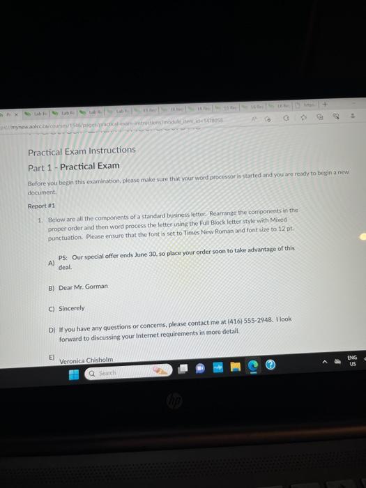 Practical Exam Instructions Part 1 - Practical Exam | Chegg.com