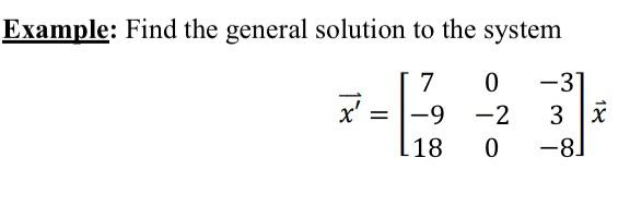 Solved Example: Find the general solution to the system | Chegg.com