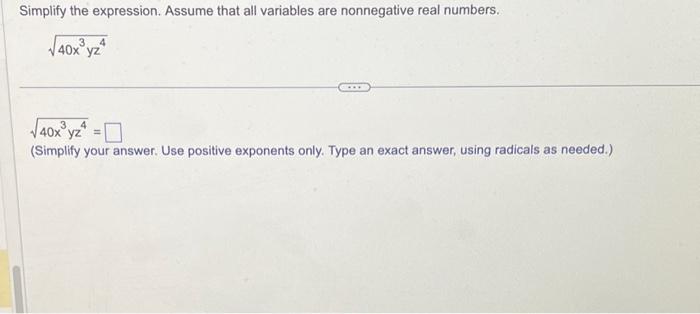 Solved Simplify the expression. Assume that all variables | Chegg.com