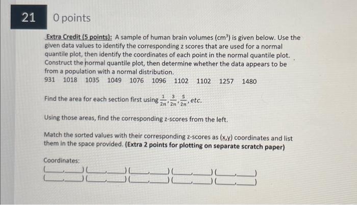 Solved Extra Credit ( 5 points): A sample of human brain | Chegg.com