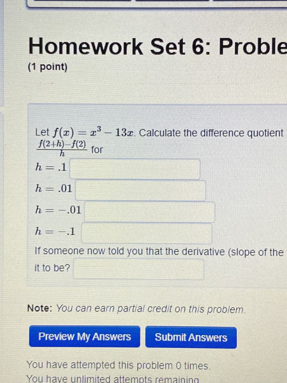 Solved Let f(x)=x3-13x. ﻿Calculate the difference | Chegg.com