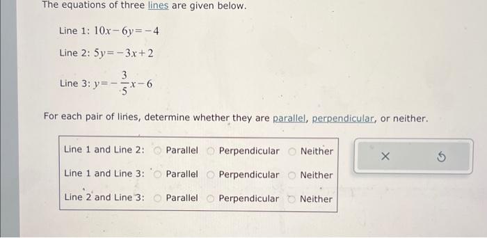 Solved The equations of three lines are given below. Line 1: | Chegg.com