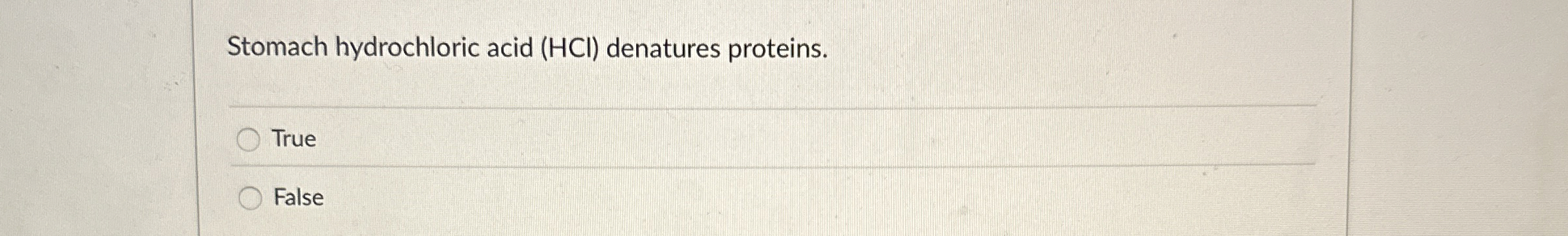 Solved Stomach hydrochloric acid (HCl) ﻿denatures | Chegg.com