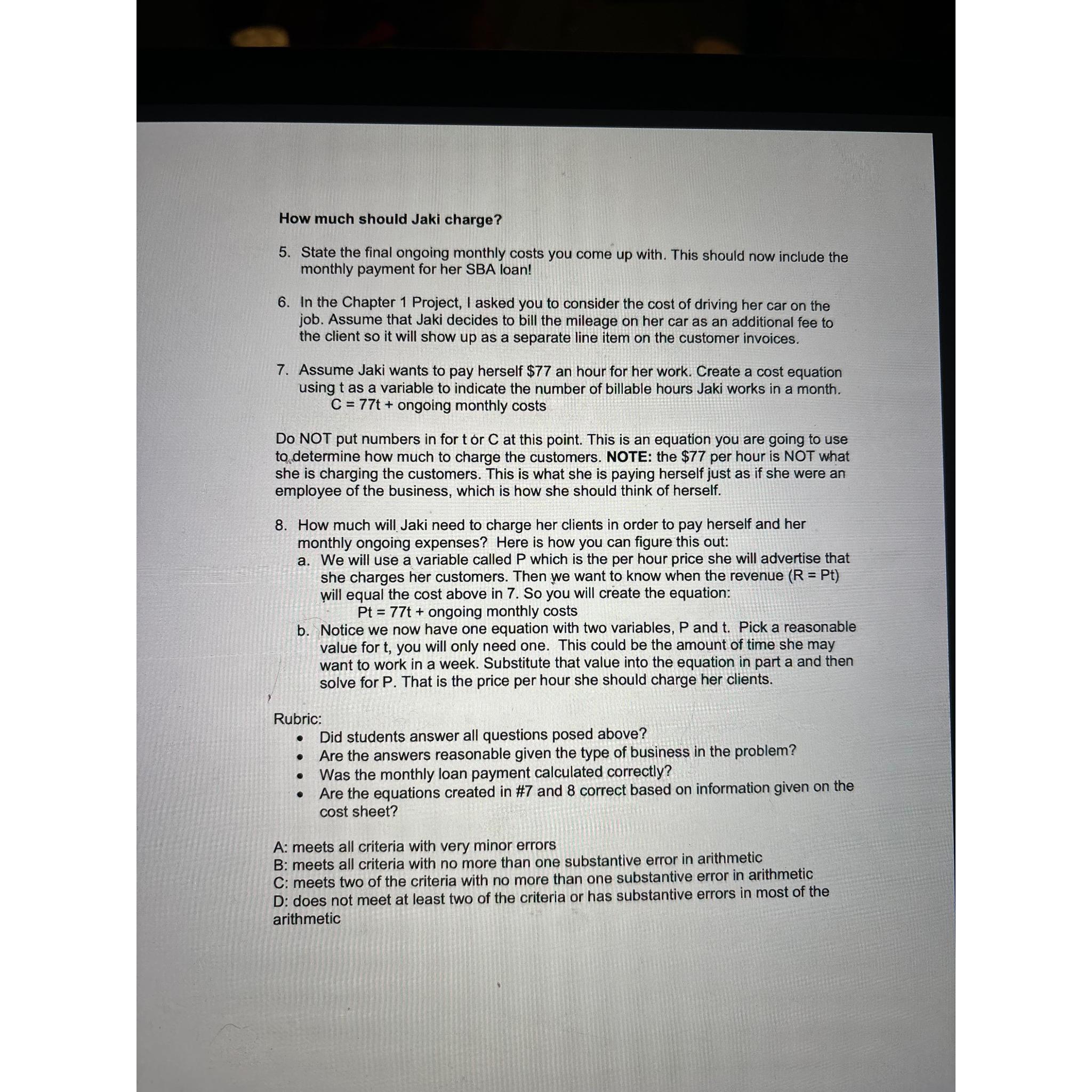 How much should Jaki charge?5. ﻿State the final | Chegg.com