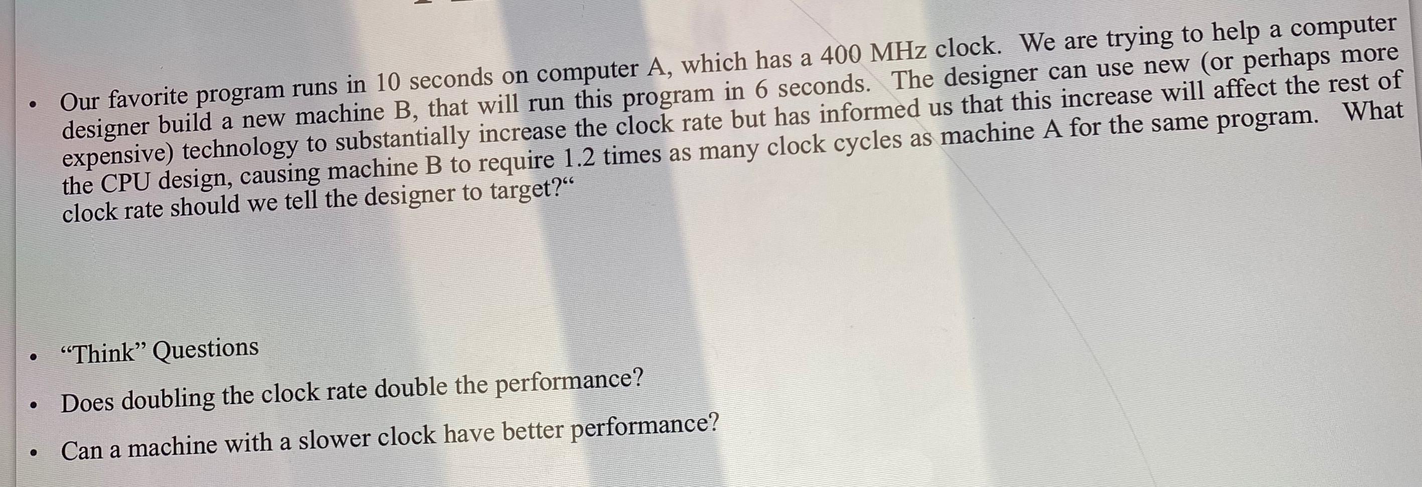Solved Our favorite program runs in 10 ﻿seconds on computer | Chegg.com