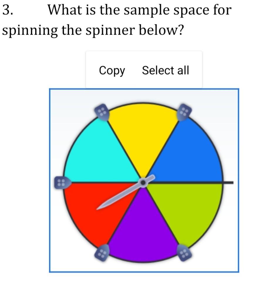 Solved 3. What is the sample space for spinning the spinner | Chegg.com