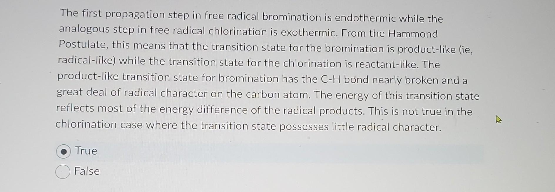 Solved The first propagation step in free radical | Chegg.com