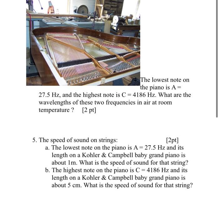 Solved The lowest note on the piano is A= 27.5 Hz, and the | Chegg.com