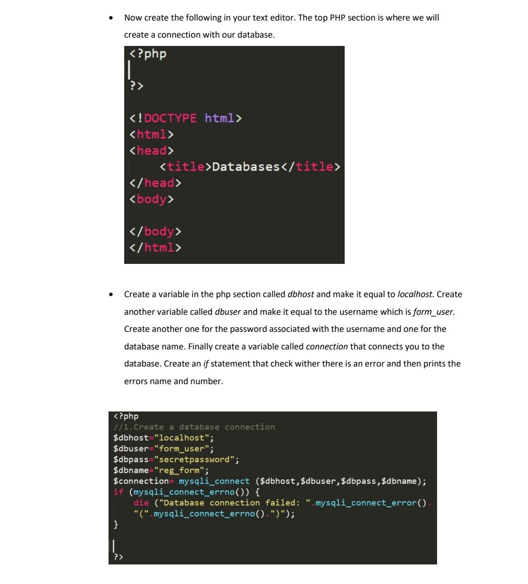 Solved Activity Two: PHP Forms and Inserting Information to | Chegg.com