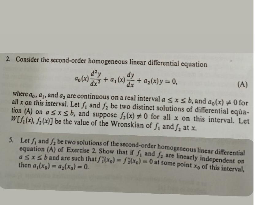 Solved Consider the second-order homogeneous linear | Chegg.com