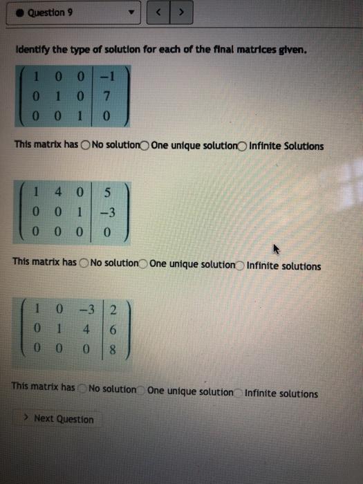Solved Question 9 Identify the type of solution for each of | Chegg.com
