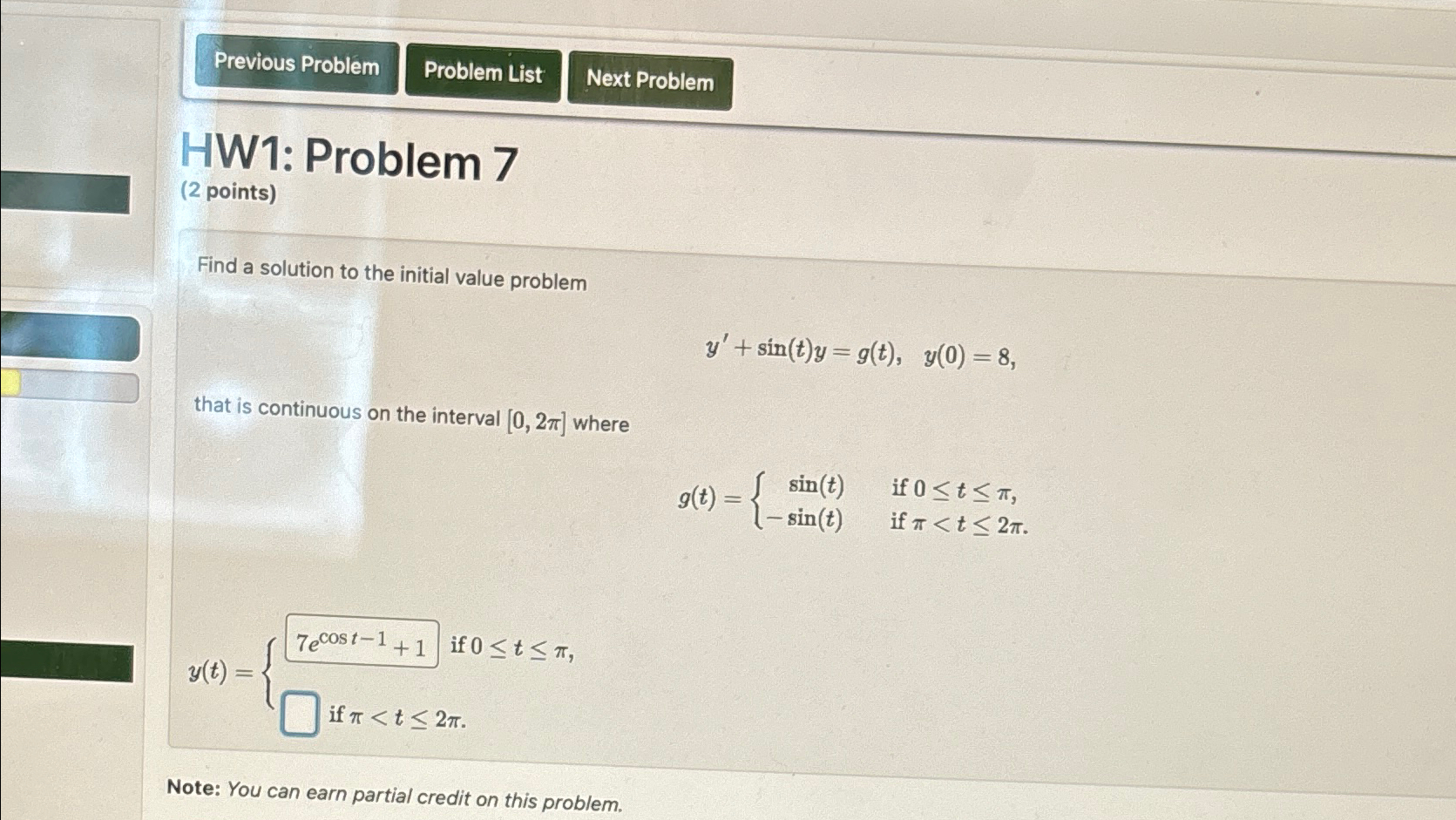 Solved HW1: Problem 7(2 ﻿points)Find a solution to the | Chegg.com