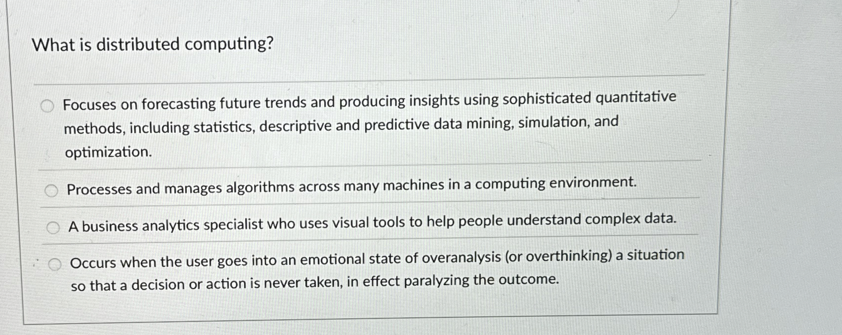 Solved What is distributed computing? q,Focuses on | Chegg.com