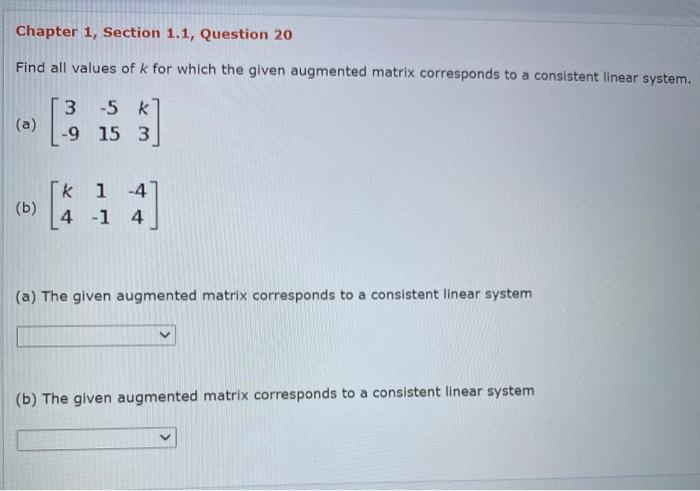 Solved Chapter 1, Section 1.1, Question 20 Find all values | Chegg.com