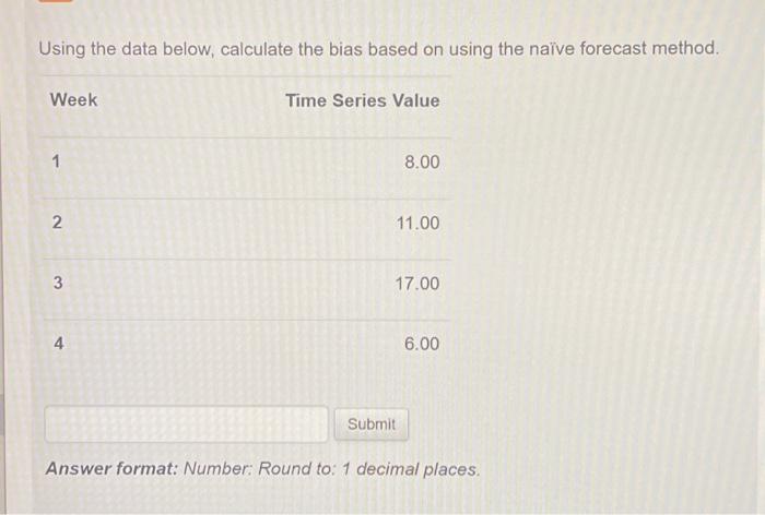 Solved Using the data below, calculate the bias based on | Chegg.com