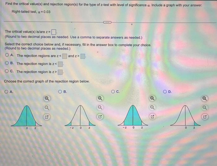 Solved Find the critical value(s) and rejection region(s) | Chegg.com