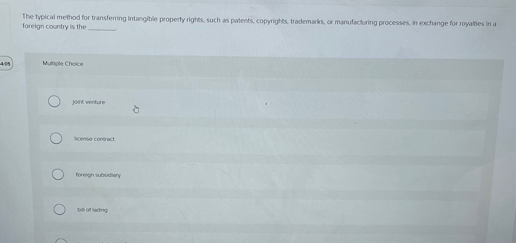 Solved The typical method for transferring intangible | Chegg.com