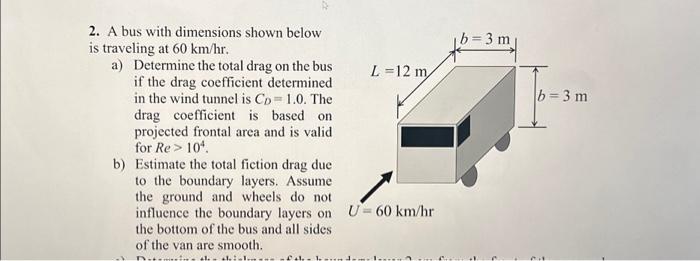 Solved 2. A bus with dimensions shown below is traveling at | Chegg.com