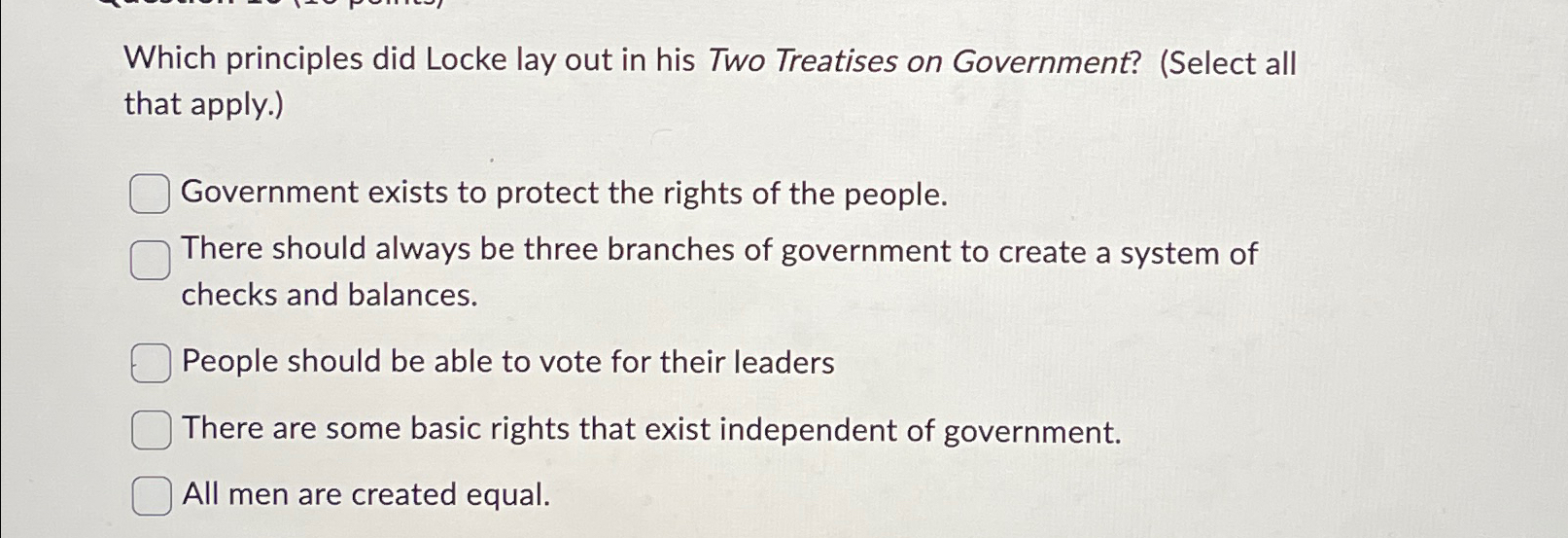 Solved Which principles did Locke lay out in his Two | Chegg.com
