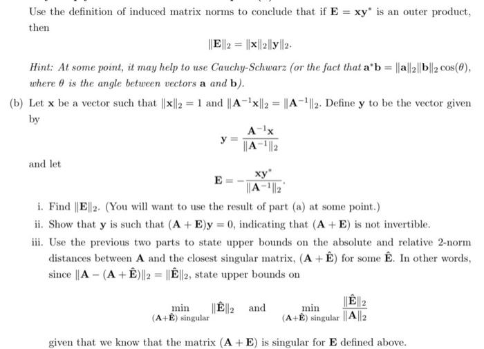 Solved Use the definition of induced matrix norms to | Chegg.com