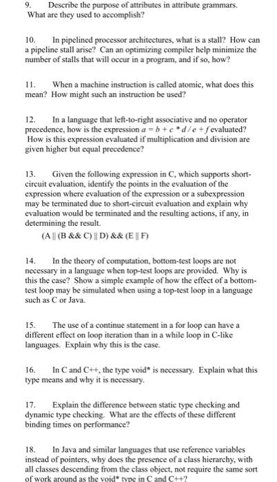 Solved 9. Describe the purpose of attributes in attribute | Chegg.com