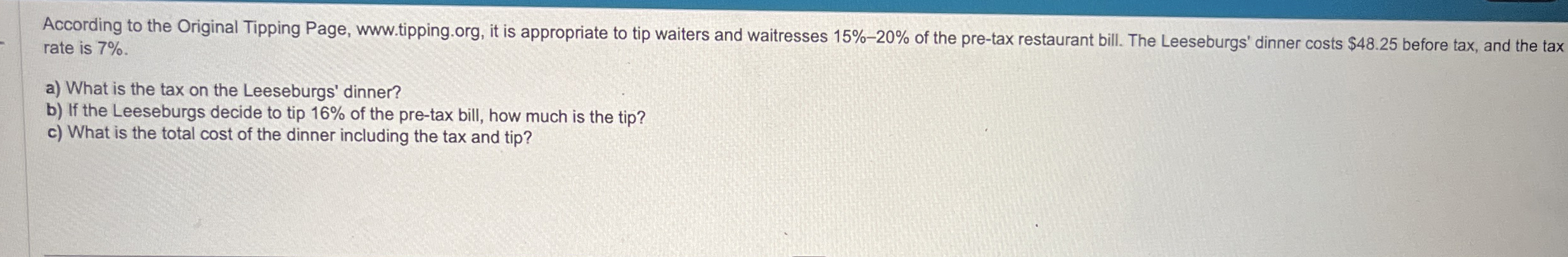 Solved According to the Original Tipping Page, | Chegg.com