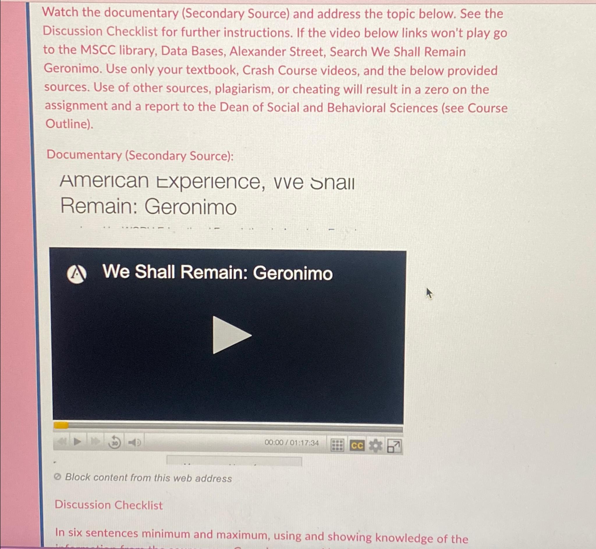Solved Watch the documentary (Secondary Source) ﻿and address | Chegg.com
