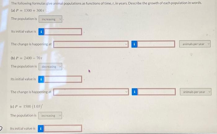 Solved The following formulas give animal populations as | Chegg.com