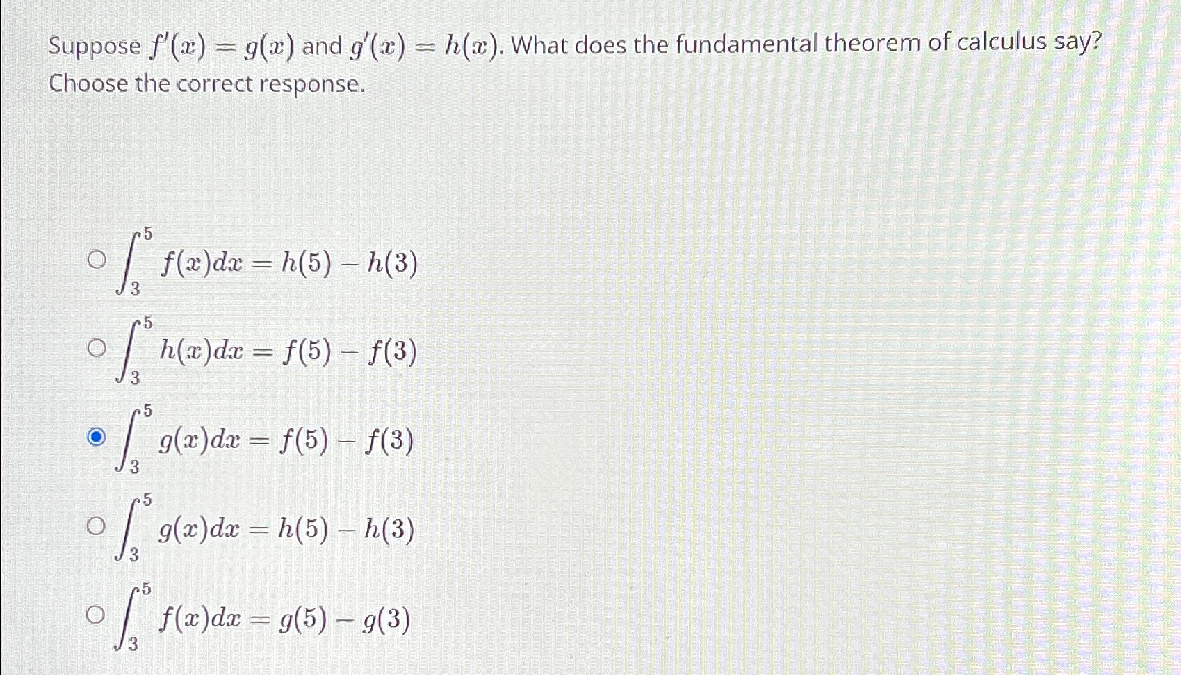 Solved Suppose f'(x)=g(x) ﻿and g'(x)=h(x). ﻿What does the | Chegg.com