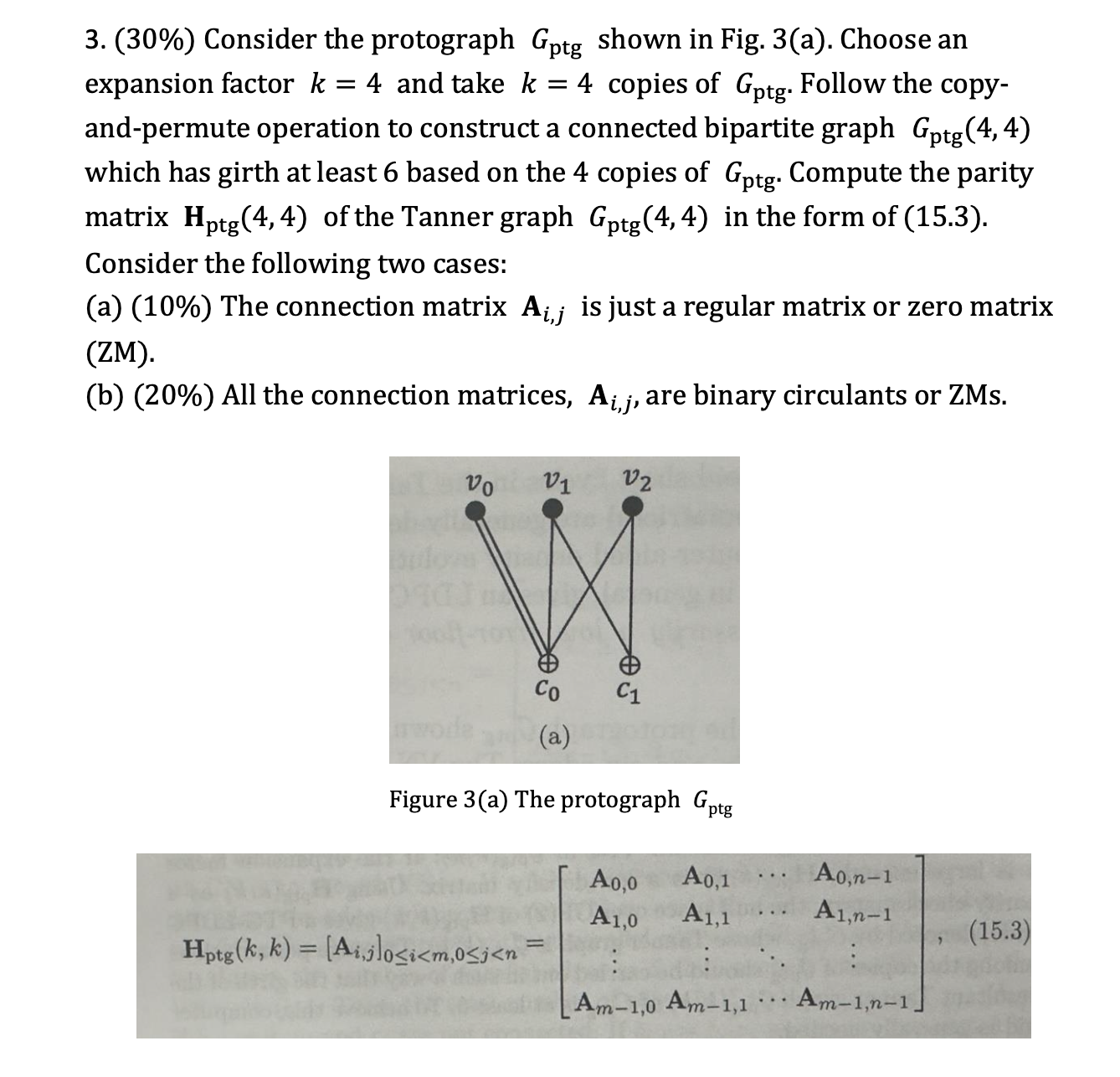 Solved (30%) ﻿Consider the protograph Gptg ﻿shown in Fig. | Chegg.com