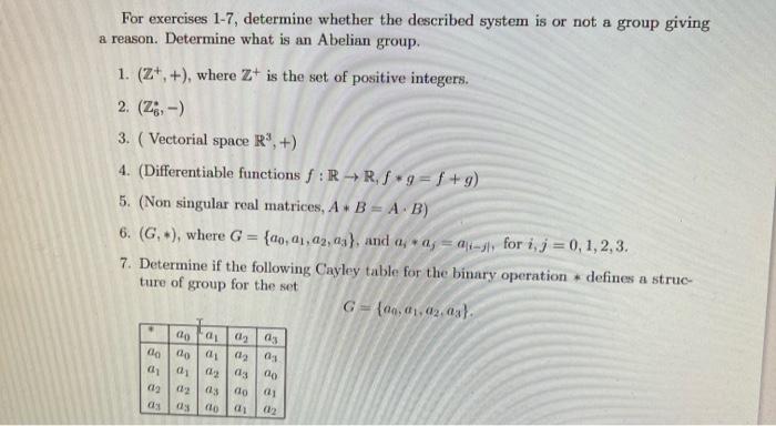 Solved For exercises 1-7, determine whether the described | Chegg.com