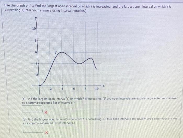 Solved Use the graph of f to find the largest open interval | Chegg.com