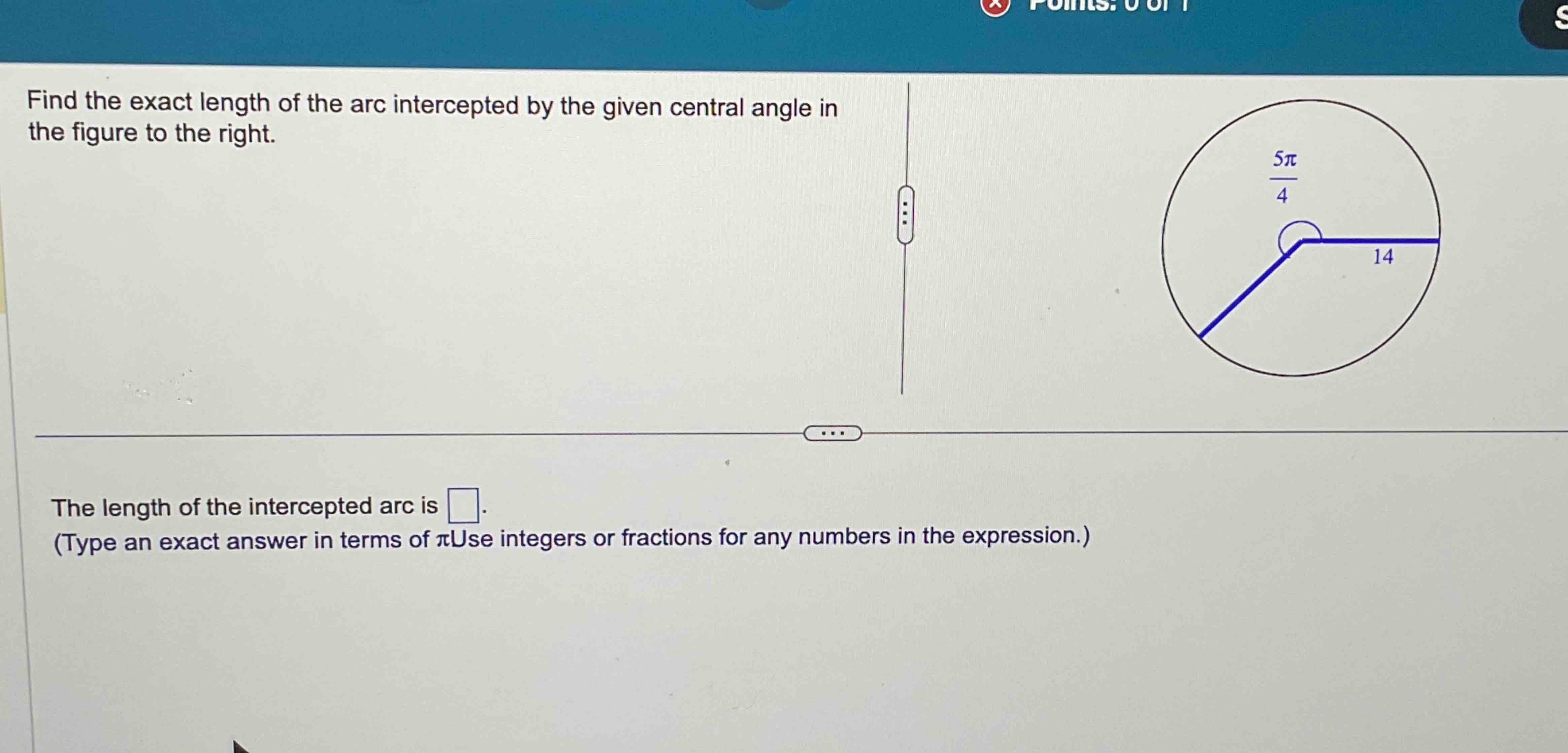 Solved Find the exact length of the arc intercepted by the | Chegg.com