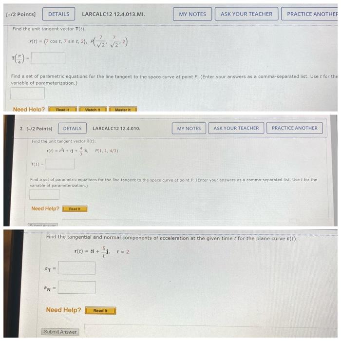 Solved Find the unit tangent vector T(t). | Chegg.com